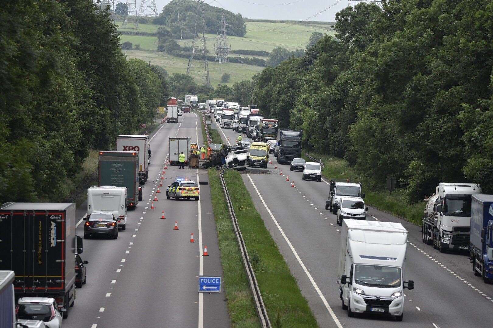 A1 Partially Closed In Both Directions After Lorry Overturns At Grantham
